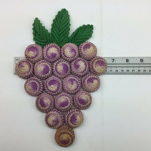Handmade | Other | Vintage Handmade Crochet Purple Grape Cluster Doily ...